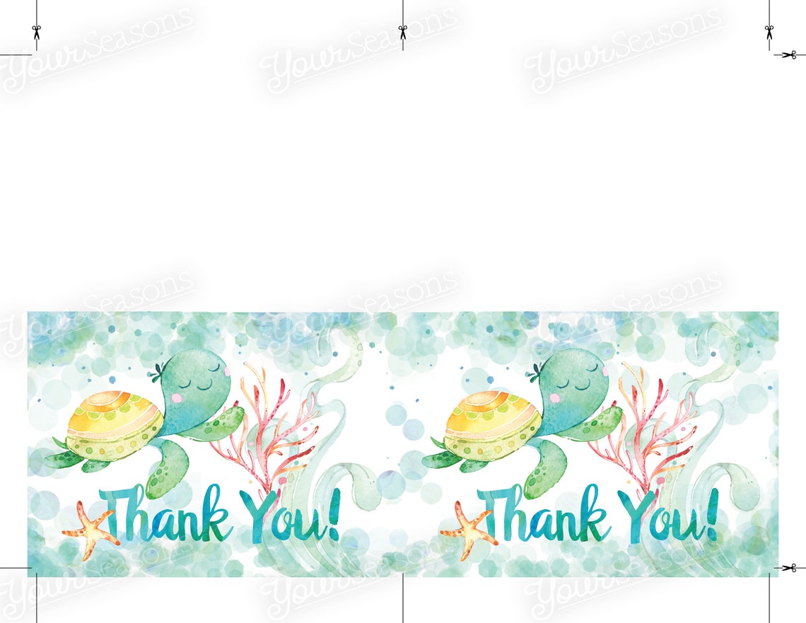 Sea Turtle Thank You Cards Printable INSTANT DOWNLOAD Digital - Etsy