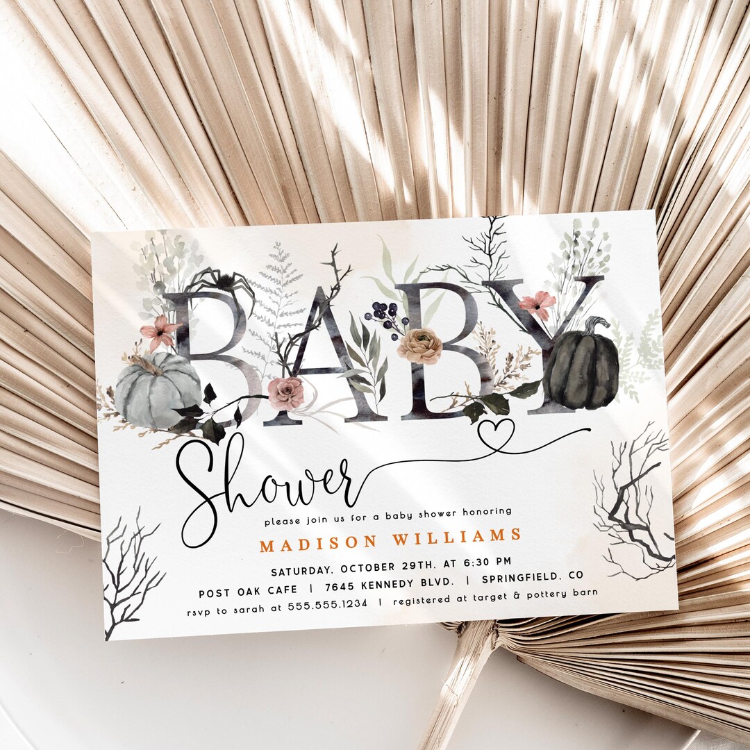 Editable Halloween Baby Shower Invitation Template to DOWNLOAD, 5x7 ...