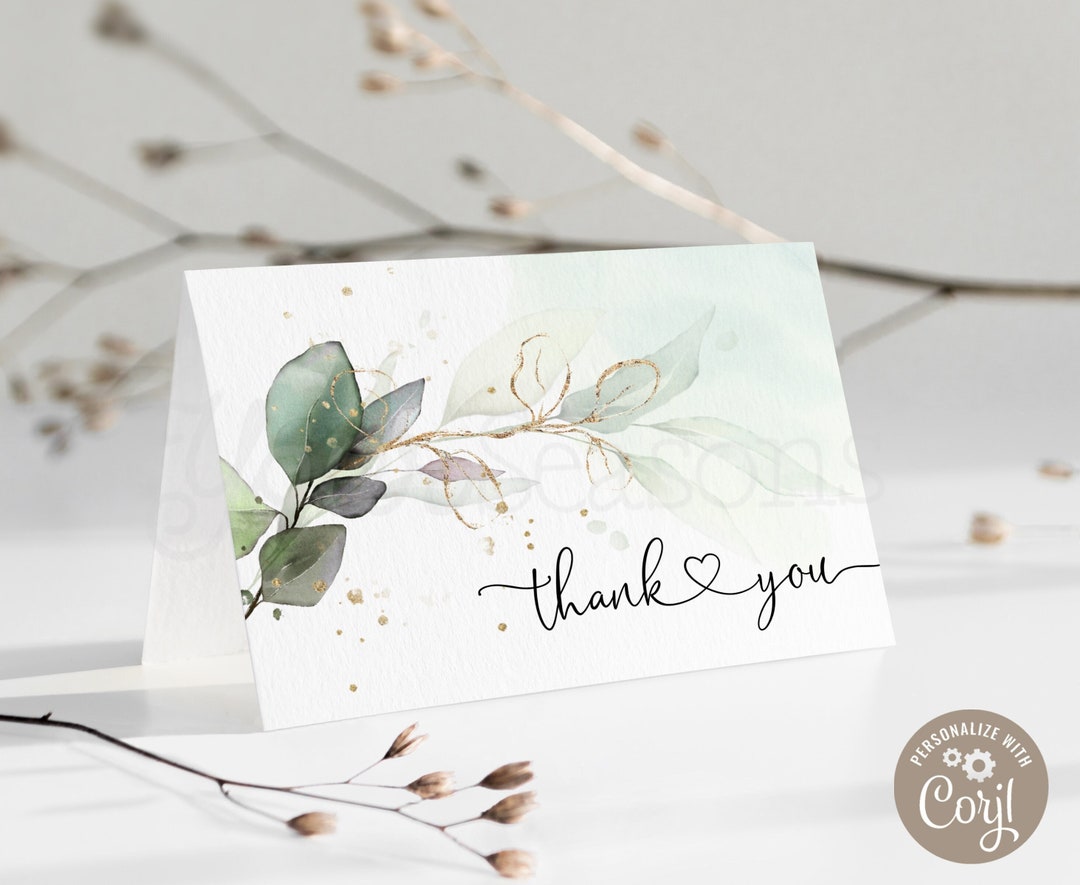 Eucalyptus Greenery Thank You Card, Printable | INSTANT DOWNLOAD ...