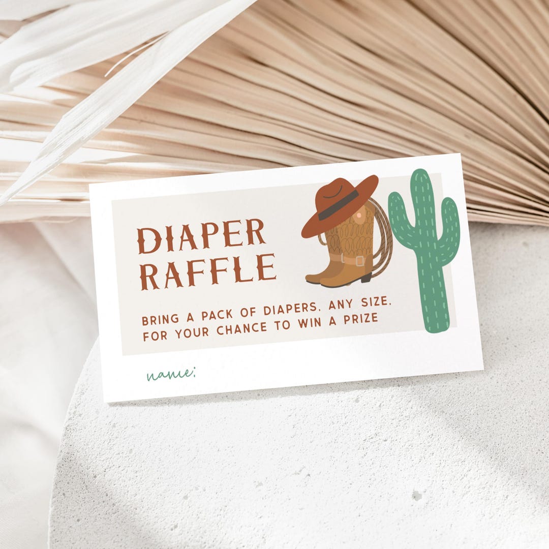 Cowboy Baby Shower Diaper Raffle Ticket, Insert Card, Editable Template ...