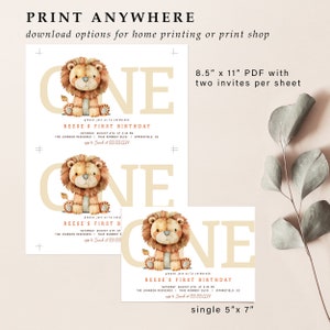 Editable Lion Birthday Invitation, Corjl Editable Template DIGITAL ...
