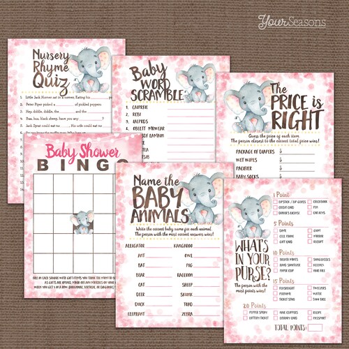 Elephant Baby Shower Word Scramble Game Printable Instant - Etsy