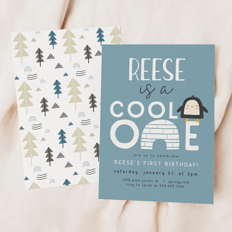 Winter Onederland Birthday Invitation: Penguin First Birthday (editable ...