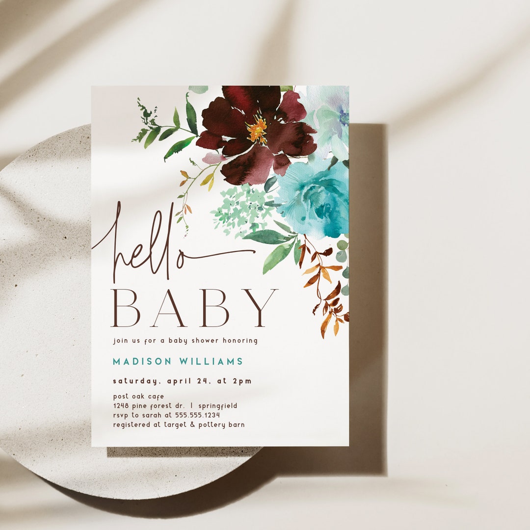 Hello Baby Invitation, Baby Shower Invite, Editable Template DIGITAL ...