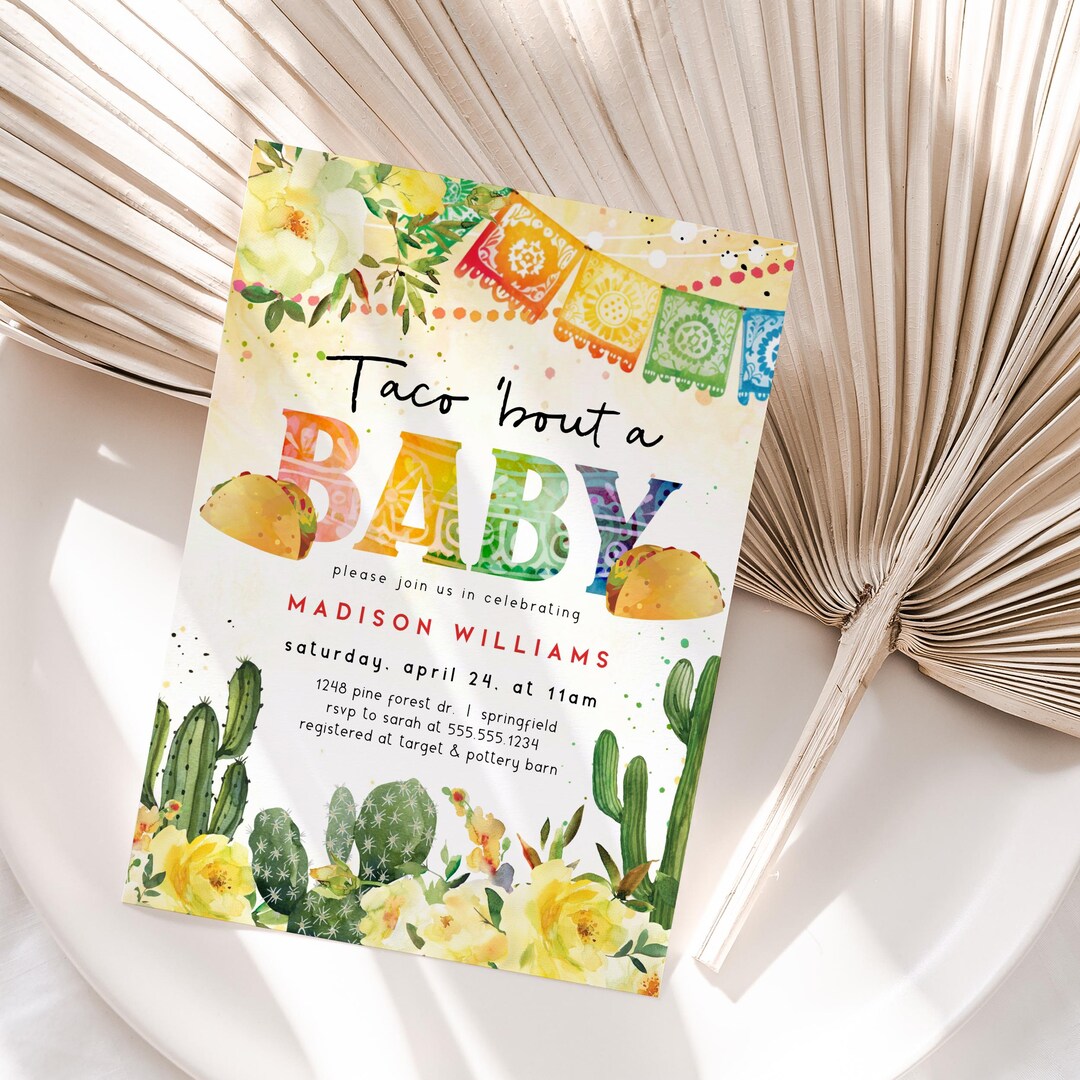 Taco Bout a Baby Shower Invite • Cinco De Mayo Fiesta Invitation • Boho ...