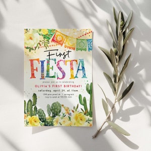 First Fiesta Birthday Invitation Editable Template 5x7 DIGITAL File ...