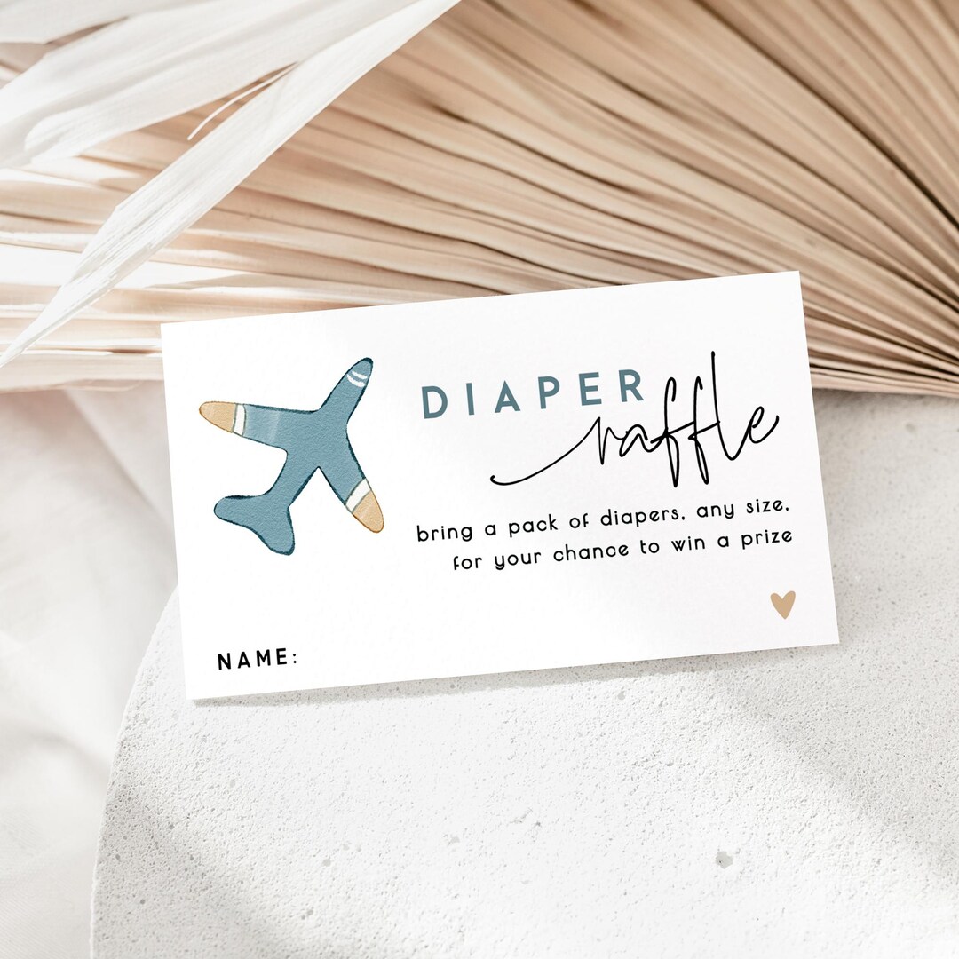 Airplane Diaper Raffle Ticket, Insert Card, Adventure Awaits Editable ...