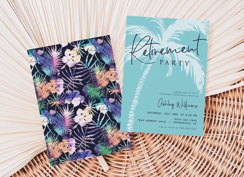 Tropical Retirement Party Invitation Template DOWNLOAD Palm - Etsy