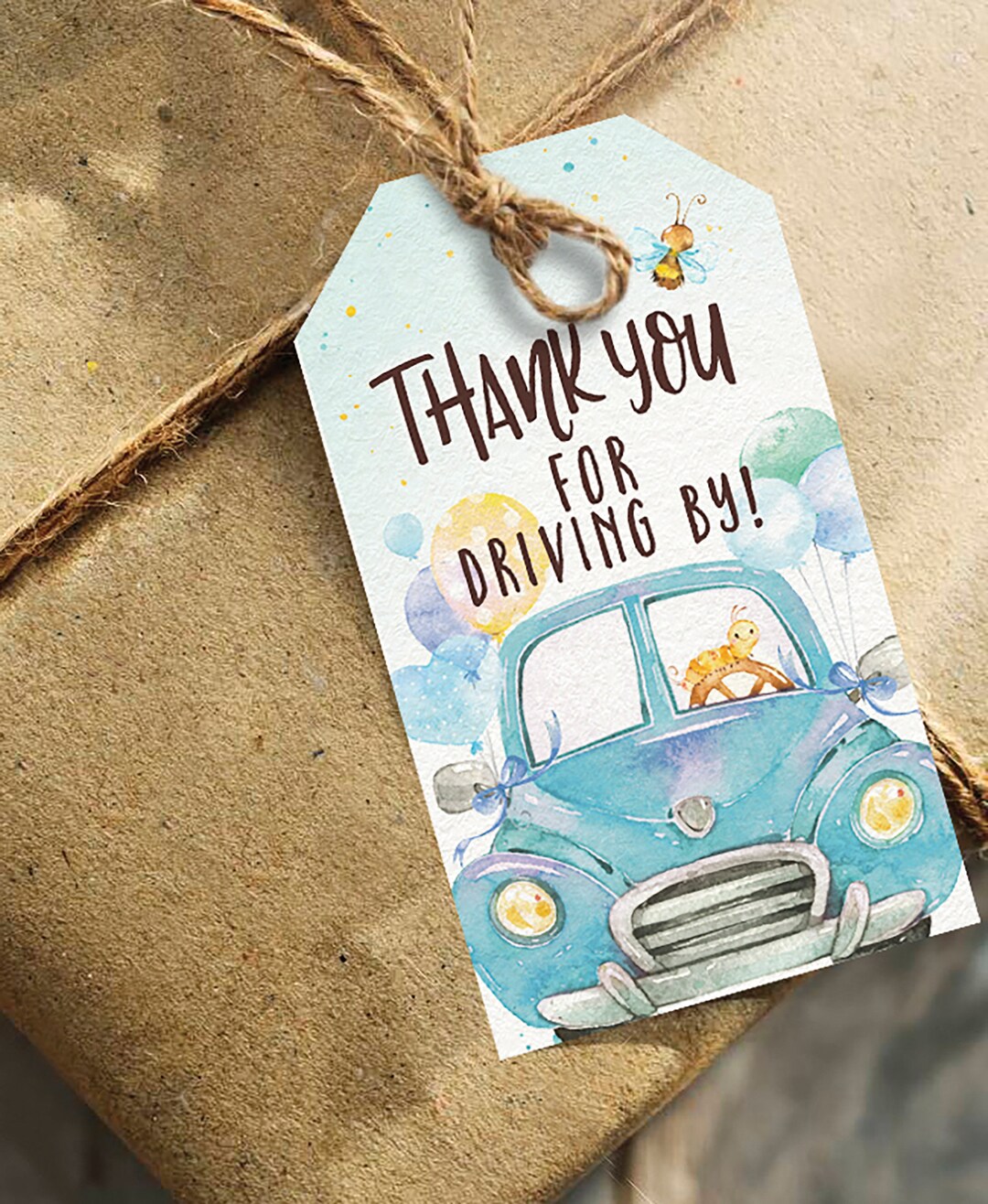 Drive by Baby Shower Gift Tags, Blue Truck Thank You Favor Tags ...