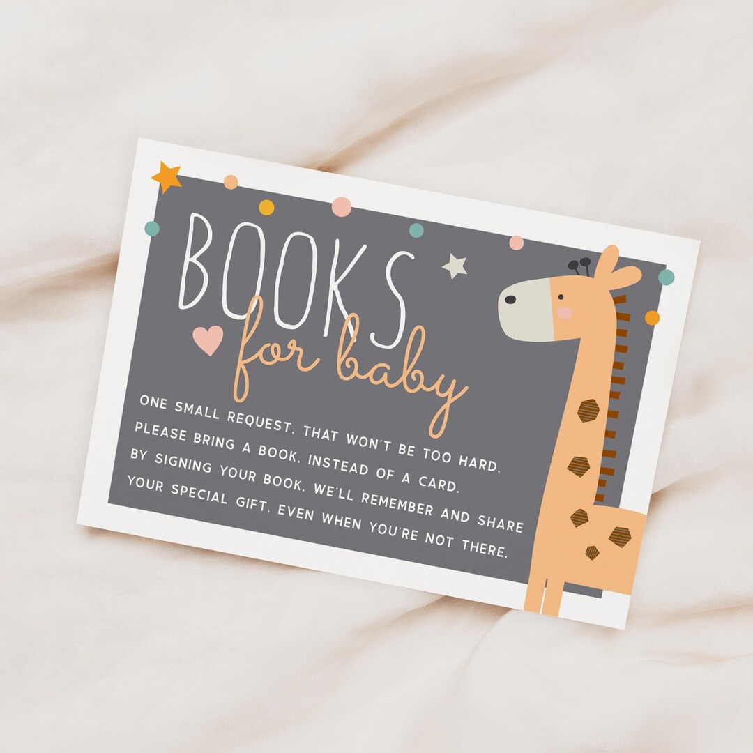 Safari Baby Shower Book Request, Giraffe Editable Template Printable ...