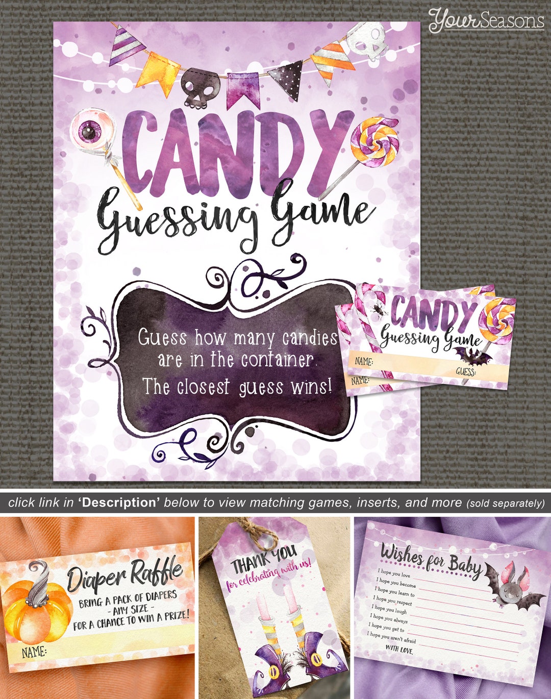 Halloween Candy Guessing Game, Baby Shower Printable INSTANT DOWNLOAD ...