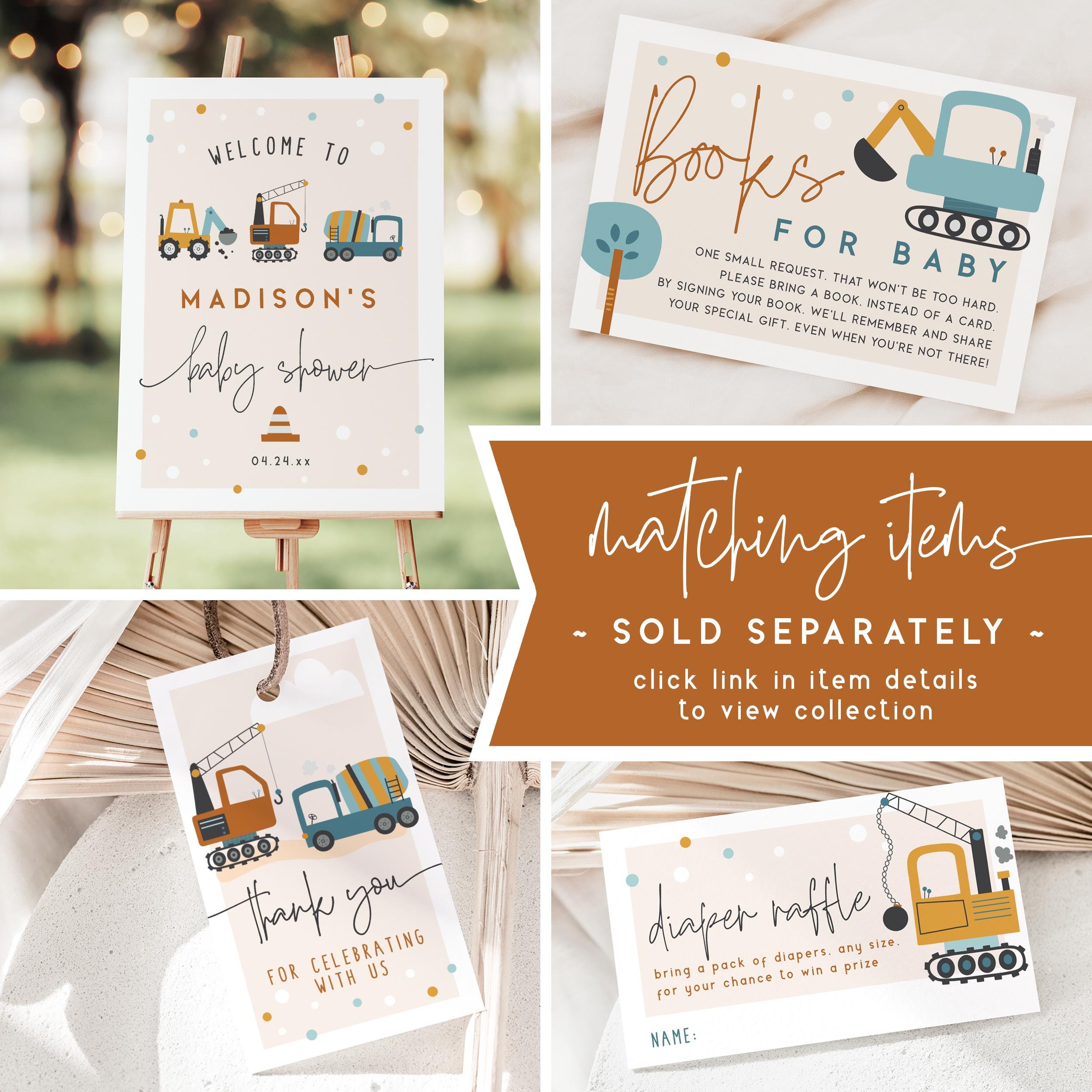 Construction Boy Baby Shower Invitation, Invite Editable Template ...