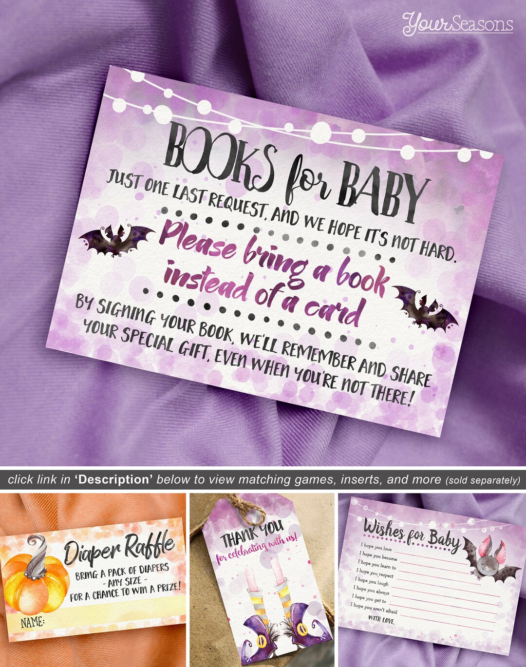 Halloween Book Request Card, Baby Shower Printable, INSTANT DOWNLOAD ...