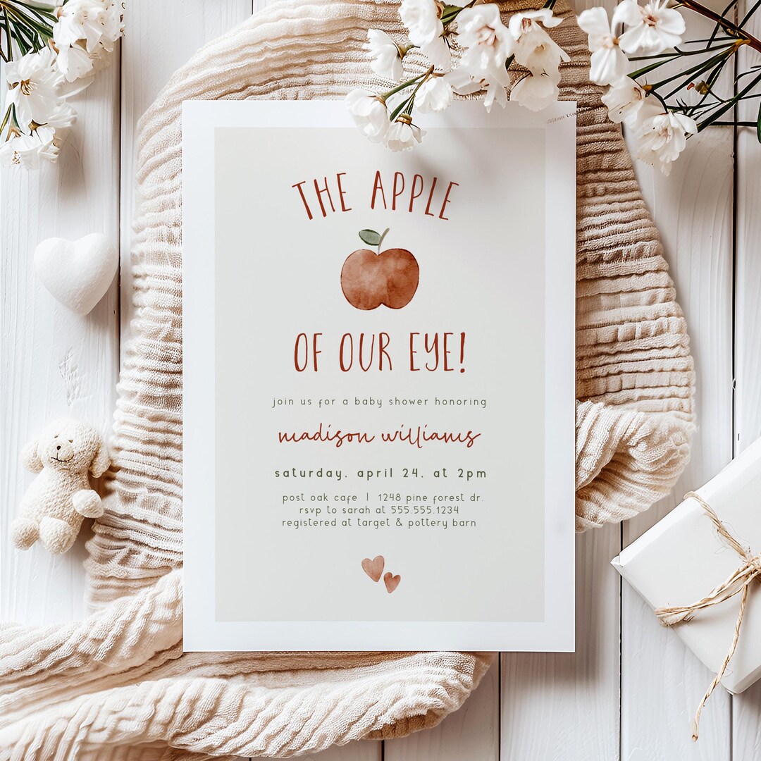 Apple Baby Shower Invitation: Editable Template (digital Download) - Etsy