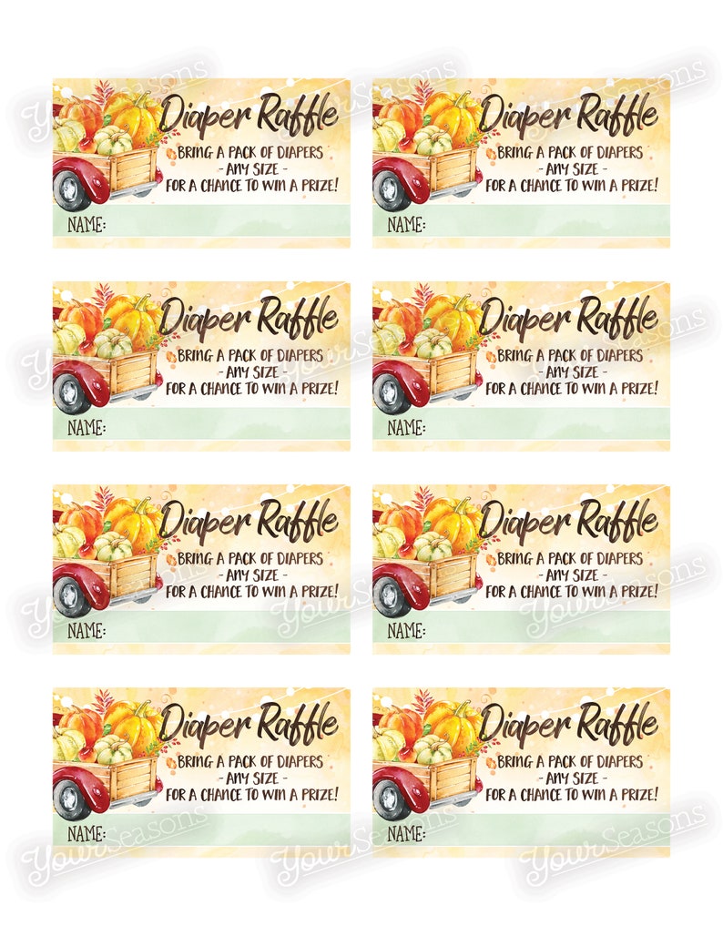 Fall Diaper Raffle Ticket Harvest Truck Insert Card Baby - Etsy