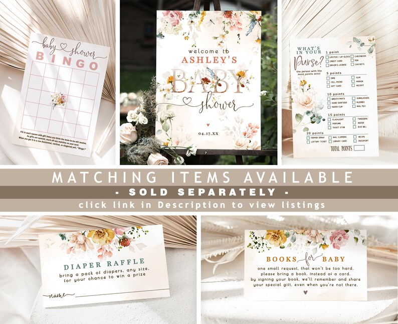 Editable Floral Diaper Raffle Ticket Template DOWNLOAD Baby - Etsy