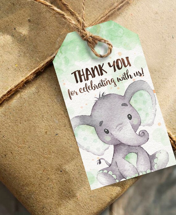 Thank You Tags Baby Elephant Baby Elephant Girl Theme Birthday Favour