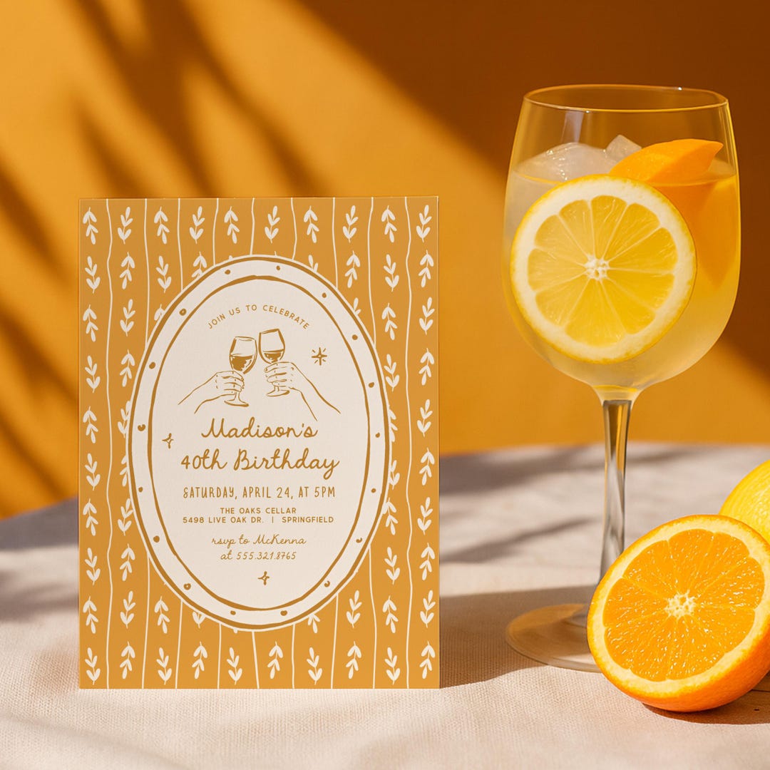 Retro Birthday Invite Digital Invitation Template Vintage Adult ...
