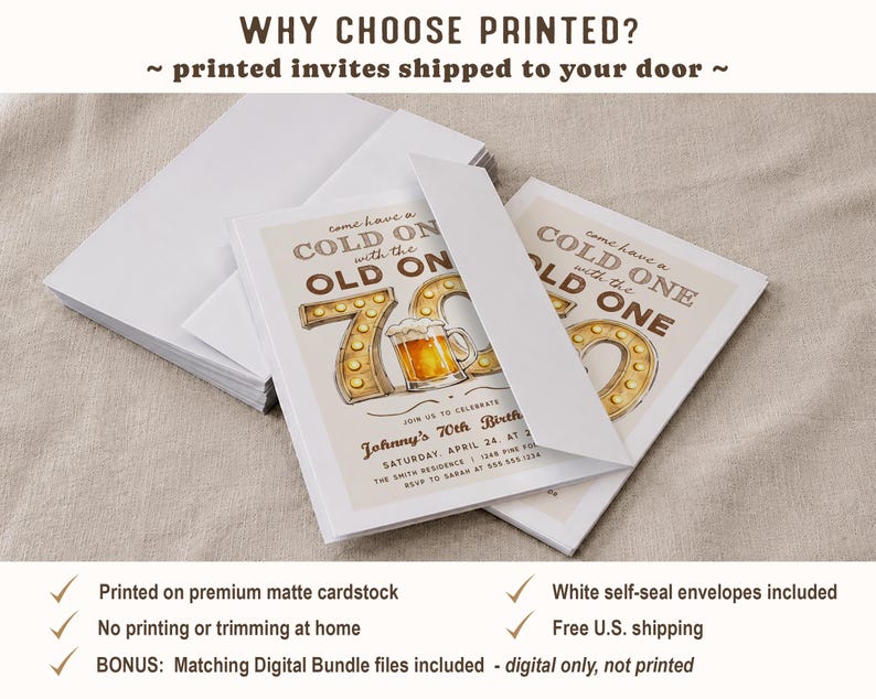 70th Birthday Invite for Men, Editable Template, Beer BBQ Theme ...