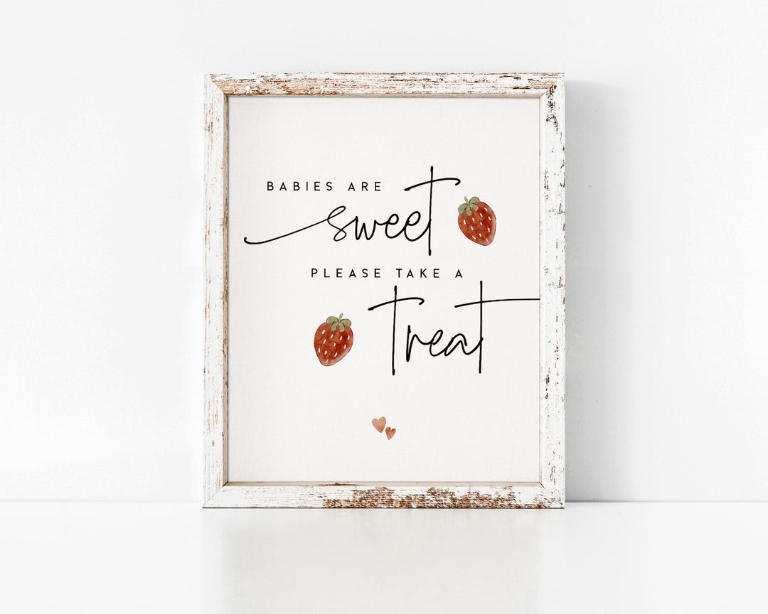 Treats Table Sign, Berry Sweet Baby Shower, Strawberry Theme INSTANT ...