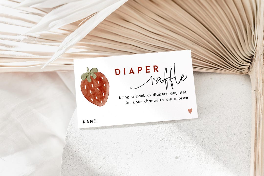 Berry Sweet Diaper Raffle Ticket, Insert Card, Strawberry Baby Shower ...