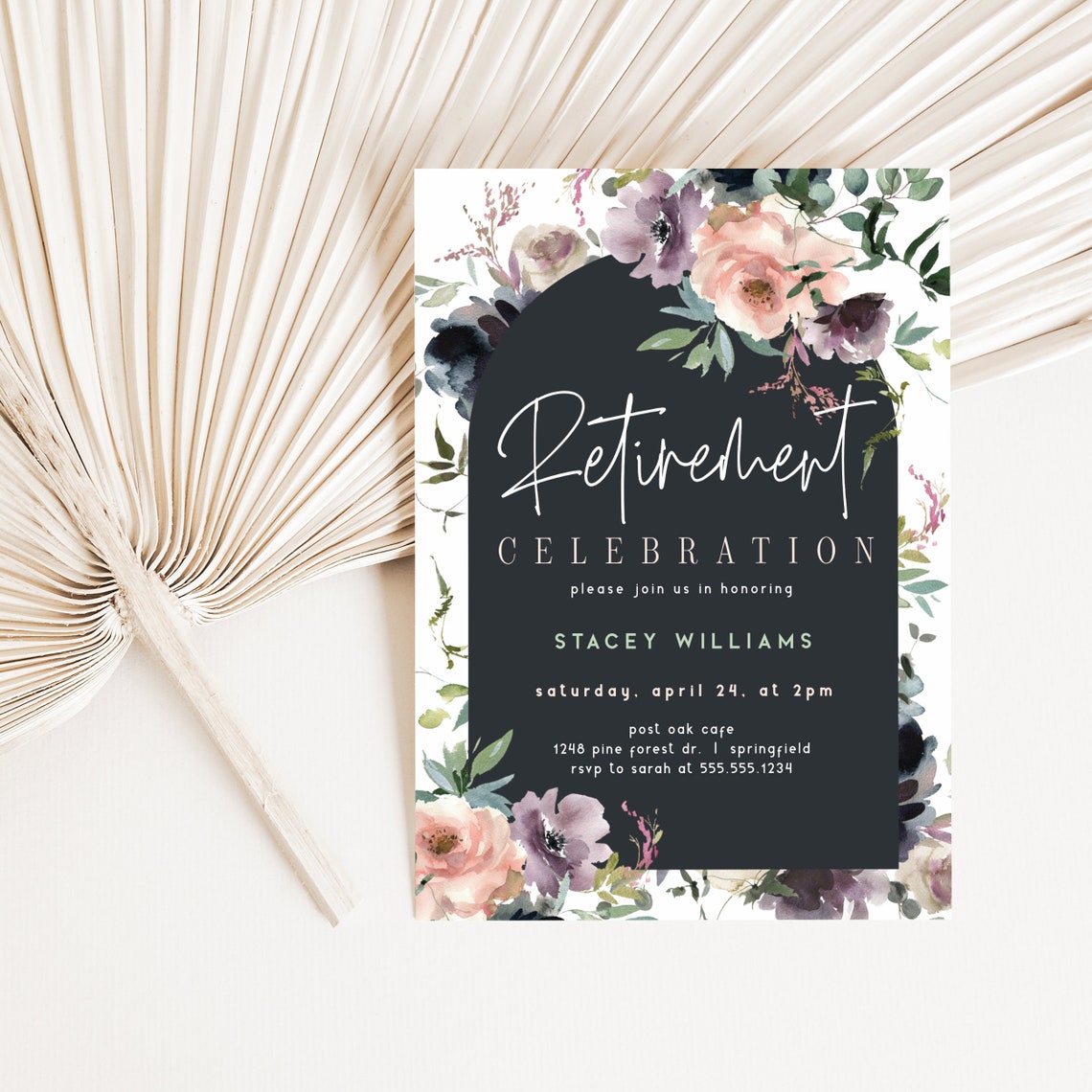 Retirement Invitation for Women, Editable Template Digital Invite ...