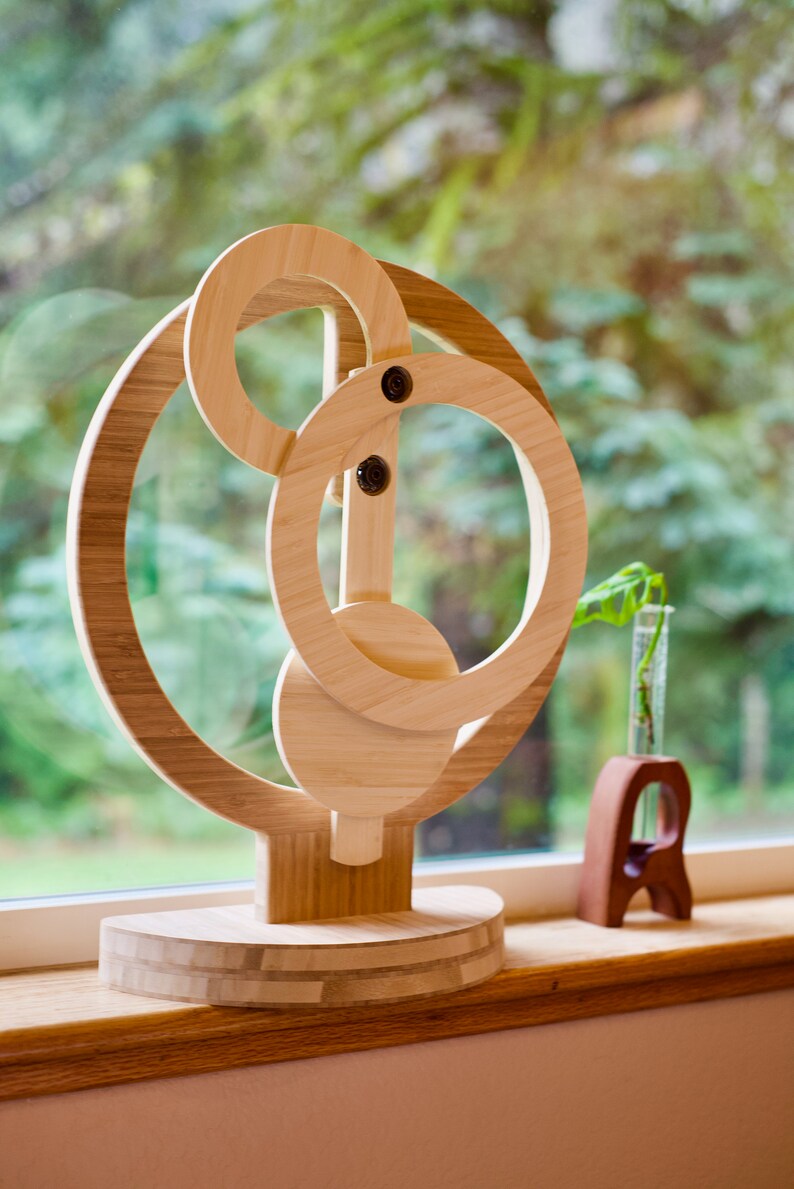 Lua Kinetic Art Wood Sculpture Chaos Double Pendulum Meditative Home ...