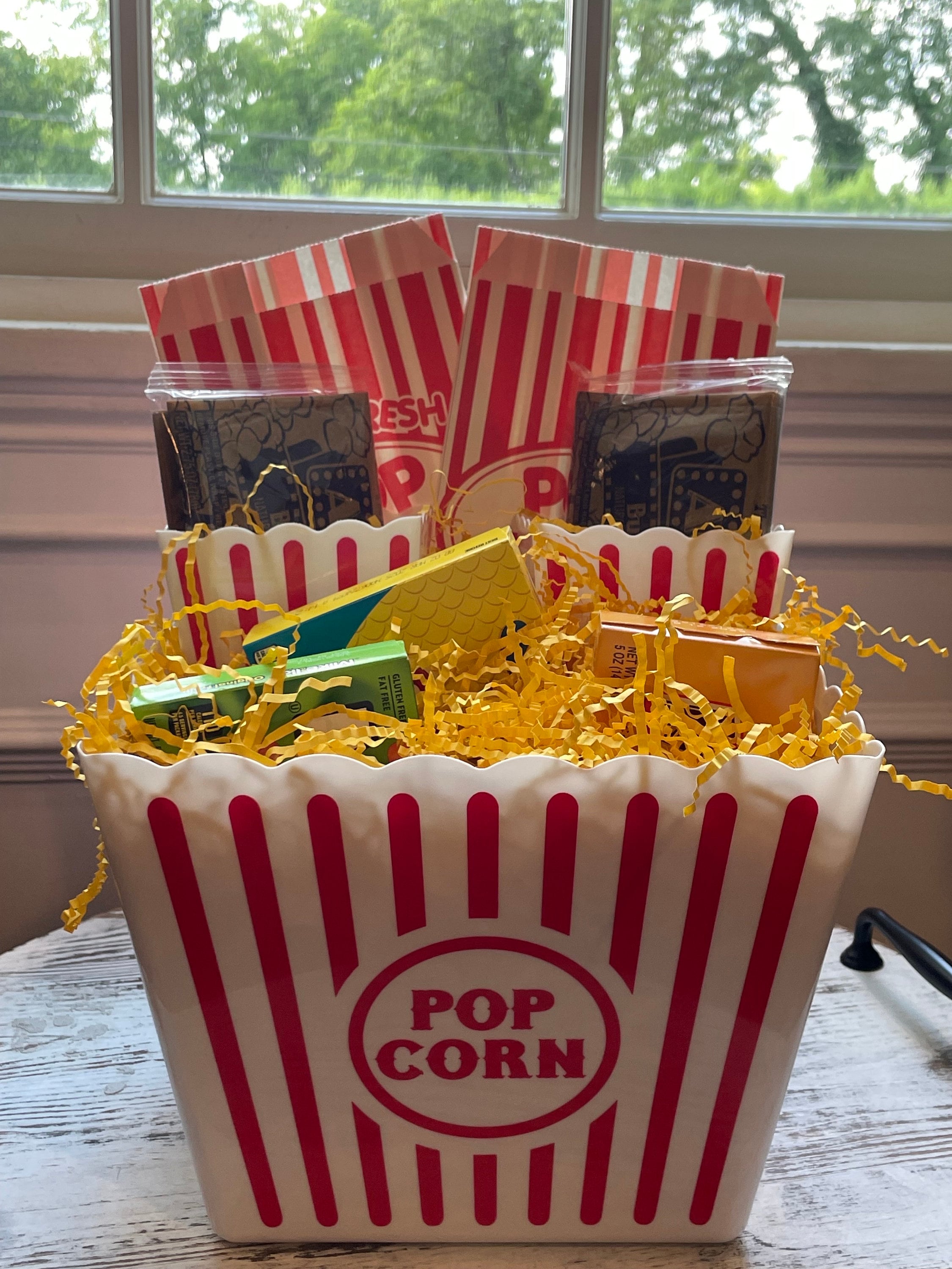 Movie Night Family Snack Gift Box, Popcorn Gift Box, Candy Gift Basket ...