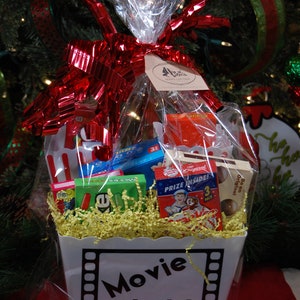 Movie Night Family Snack Gift Box, Popcorn Gift Box, Candy Gift Basket ...