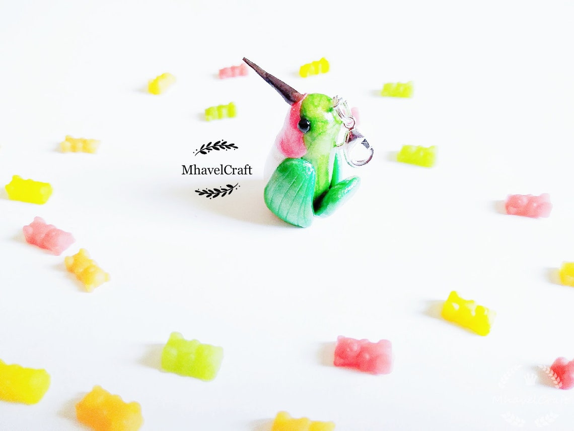 Handmade Polymer Clay Hummingbird Charm, Bird Lover Gift - Etsy