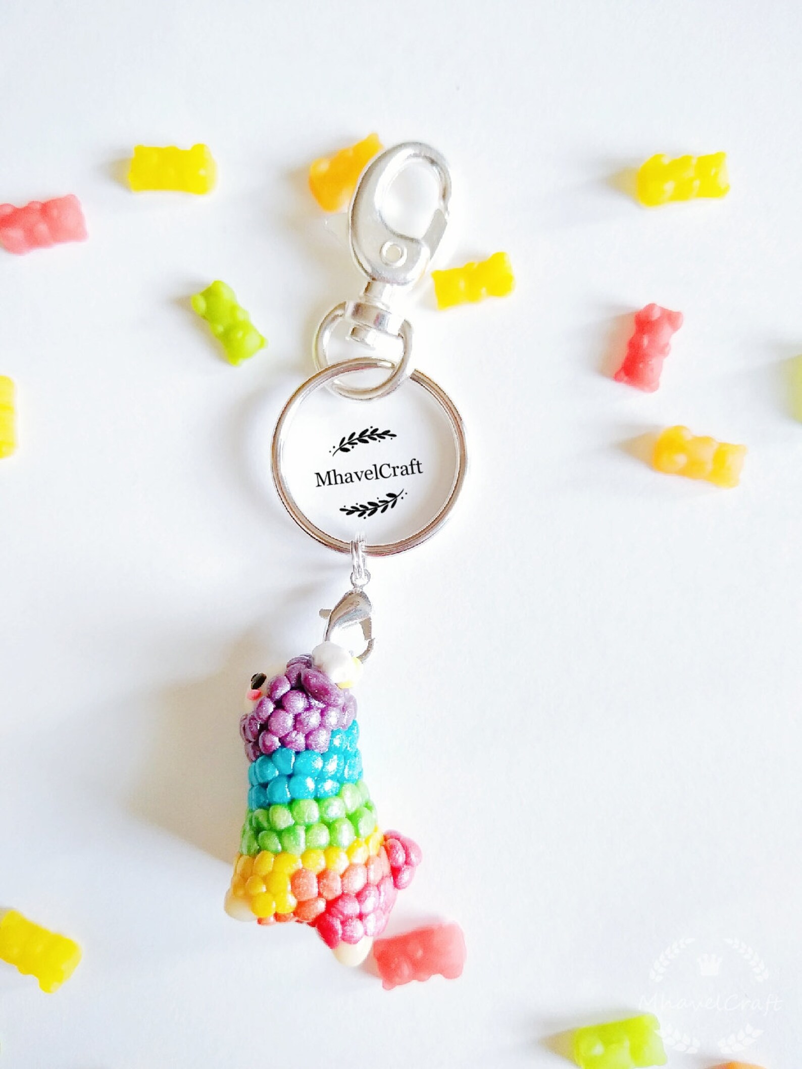 Rainbow Alpaca Keychain Polymer Clay Kawaii Charm Glow in - Etsy