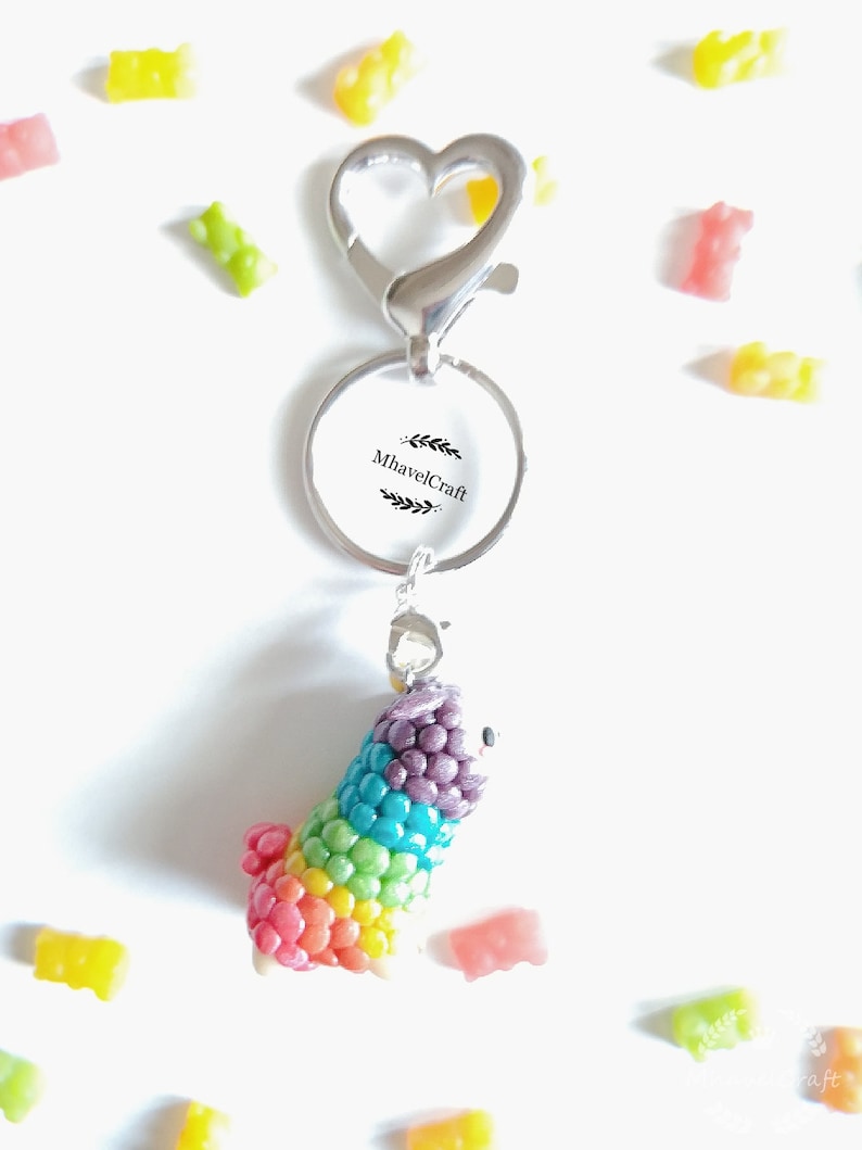 Rainbow Alpaca Keychain Polymer Clay Kawaii Charm Glow in - Etsy