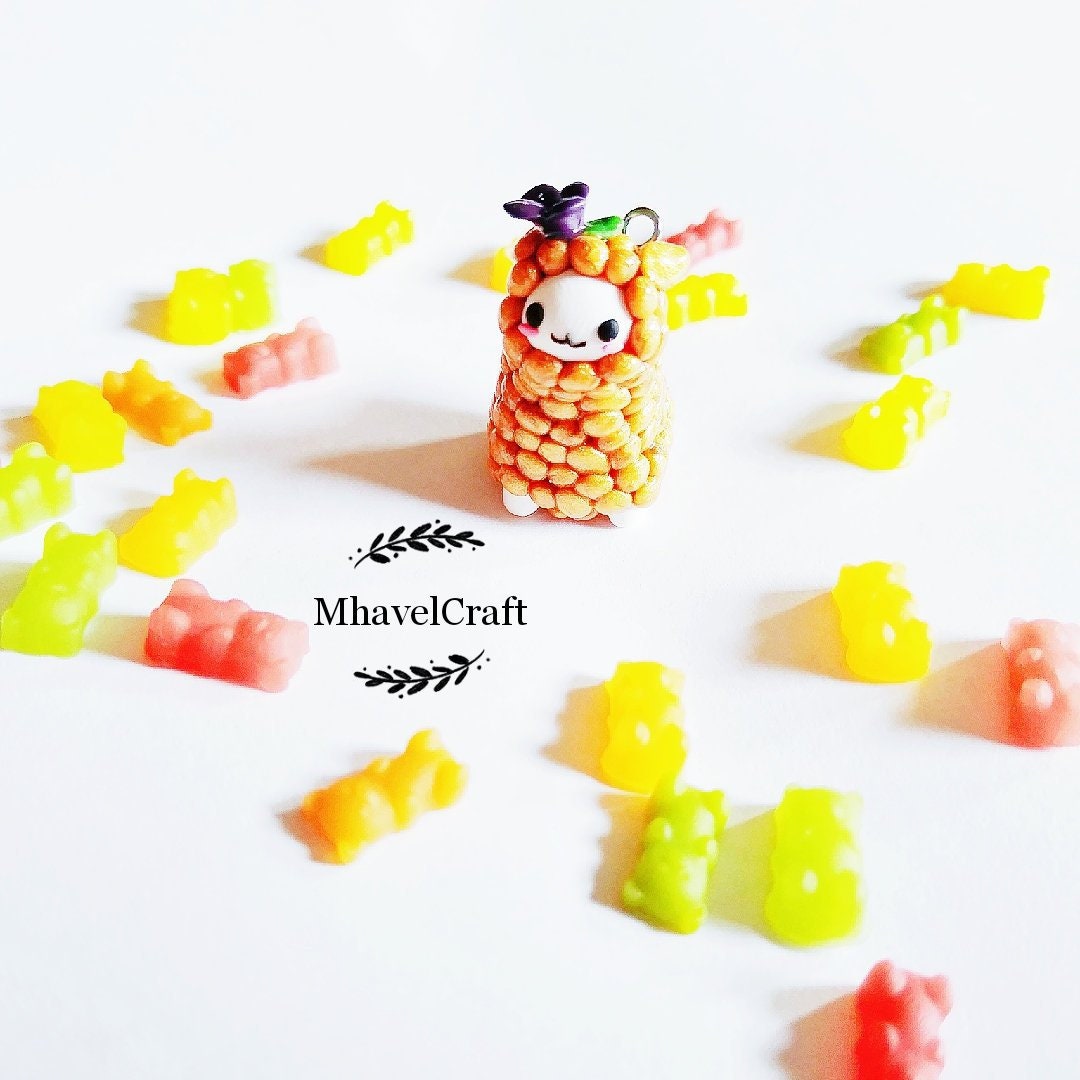 Kawaii Alpaca Keychain, Polymer Clay Charm, Spring Accessory - Etsy