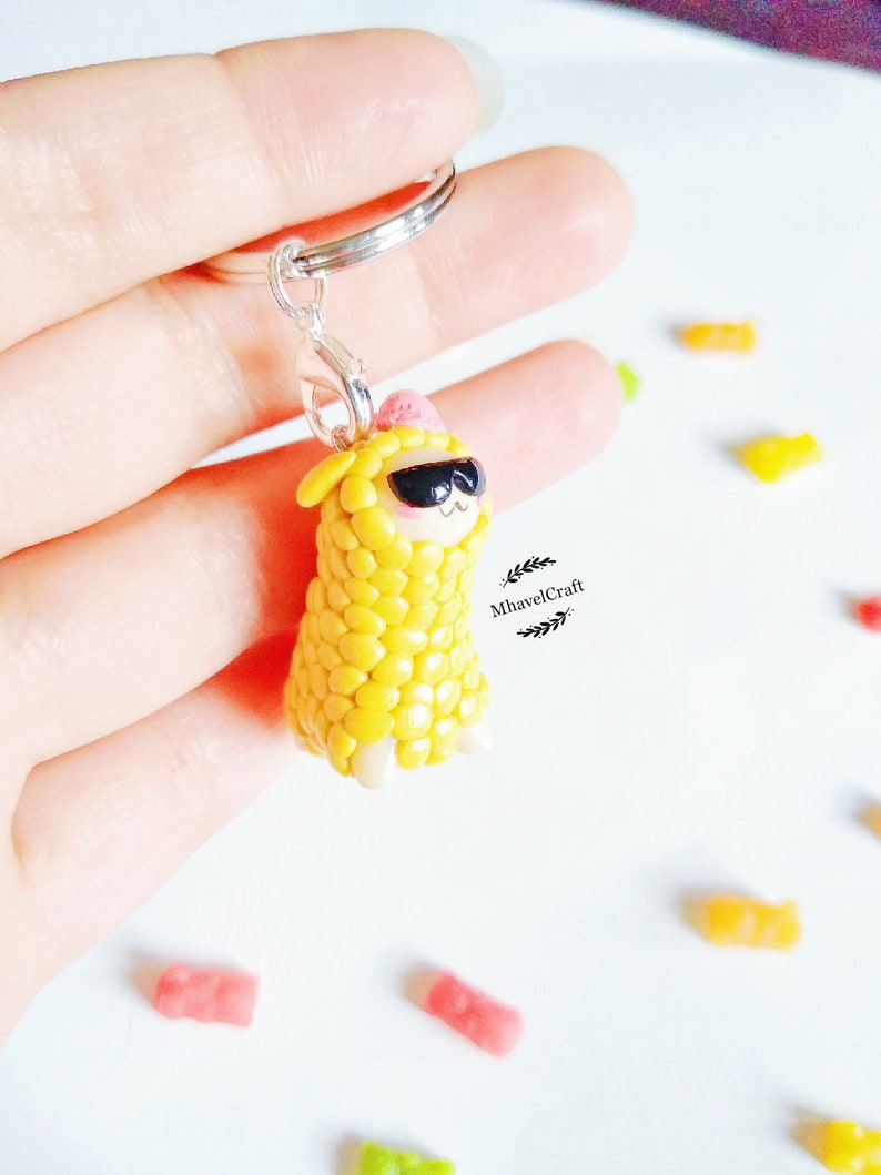 Cool Alpaca Keychain Polymer Clay Kawaii Charm Glows in the - Etsy