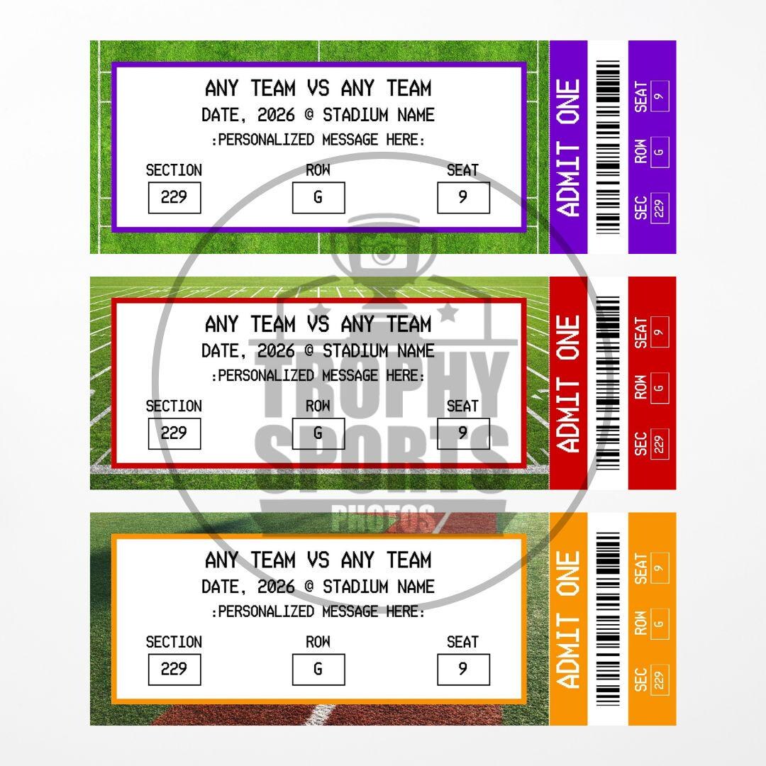 PRINTABLE Sports Event Tickers - Football Baseball Soccer - Custom ...