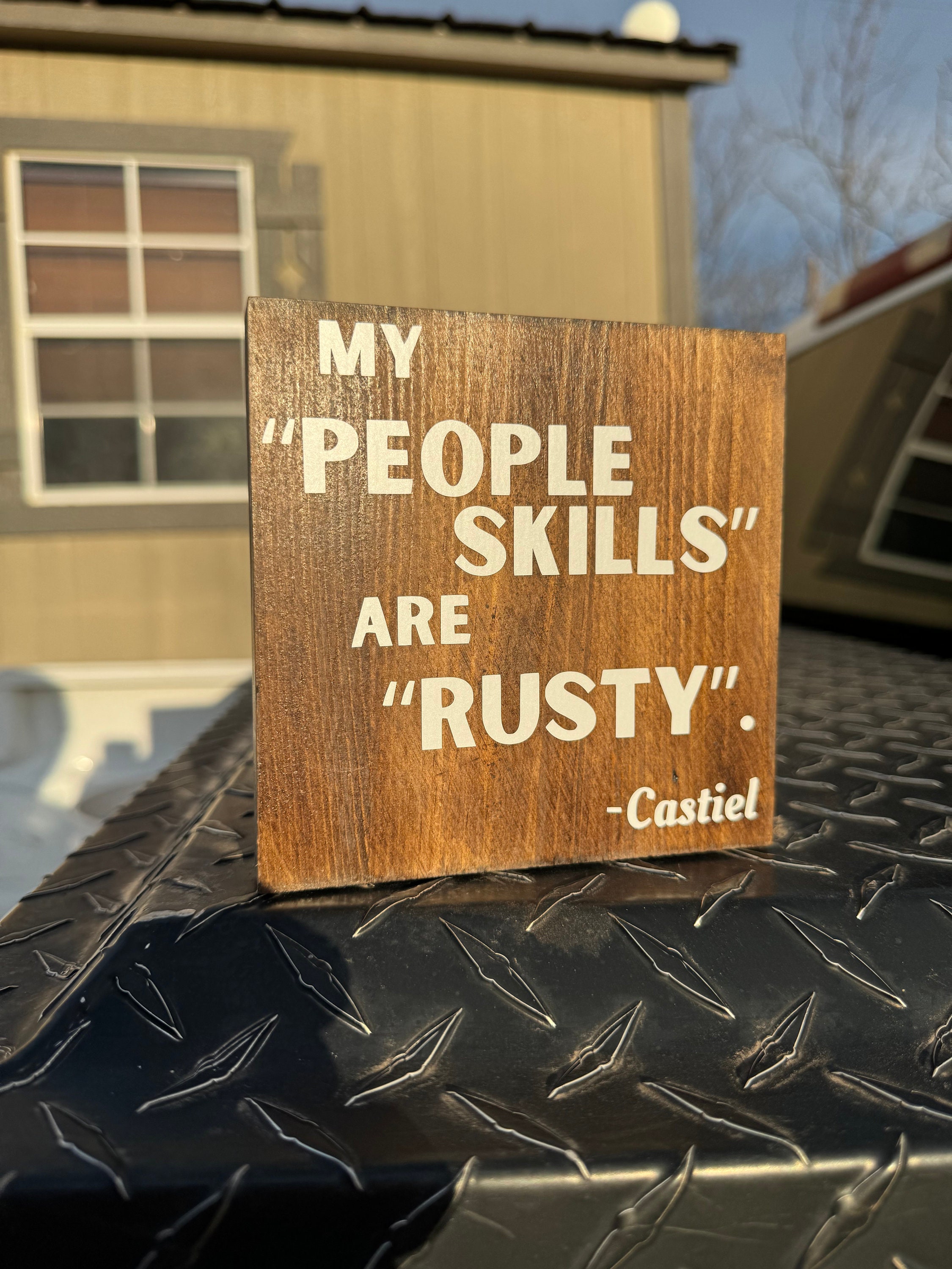 Custom Stained Wooden Sign With Permanent Vinyl Lettering, 3/4x5x5 ...