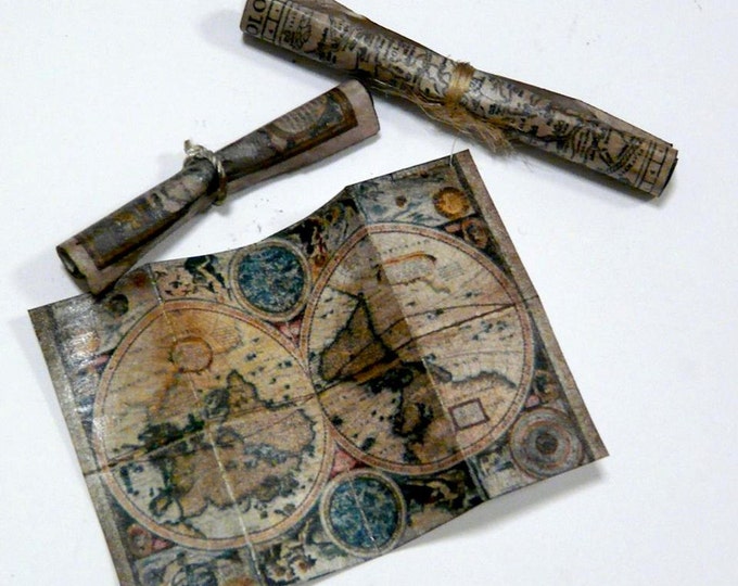 Dollhouse Miniature Map Aged 1:12 Large Steampunk Wizard - Etsy