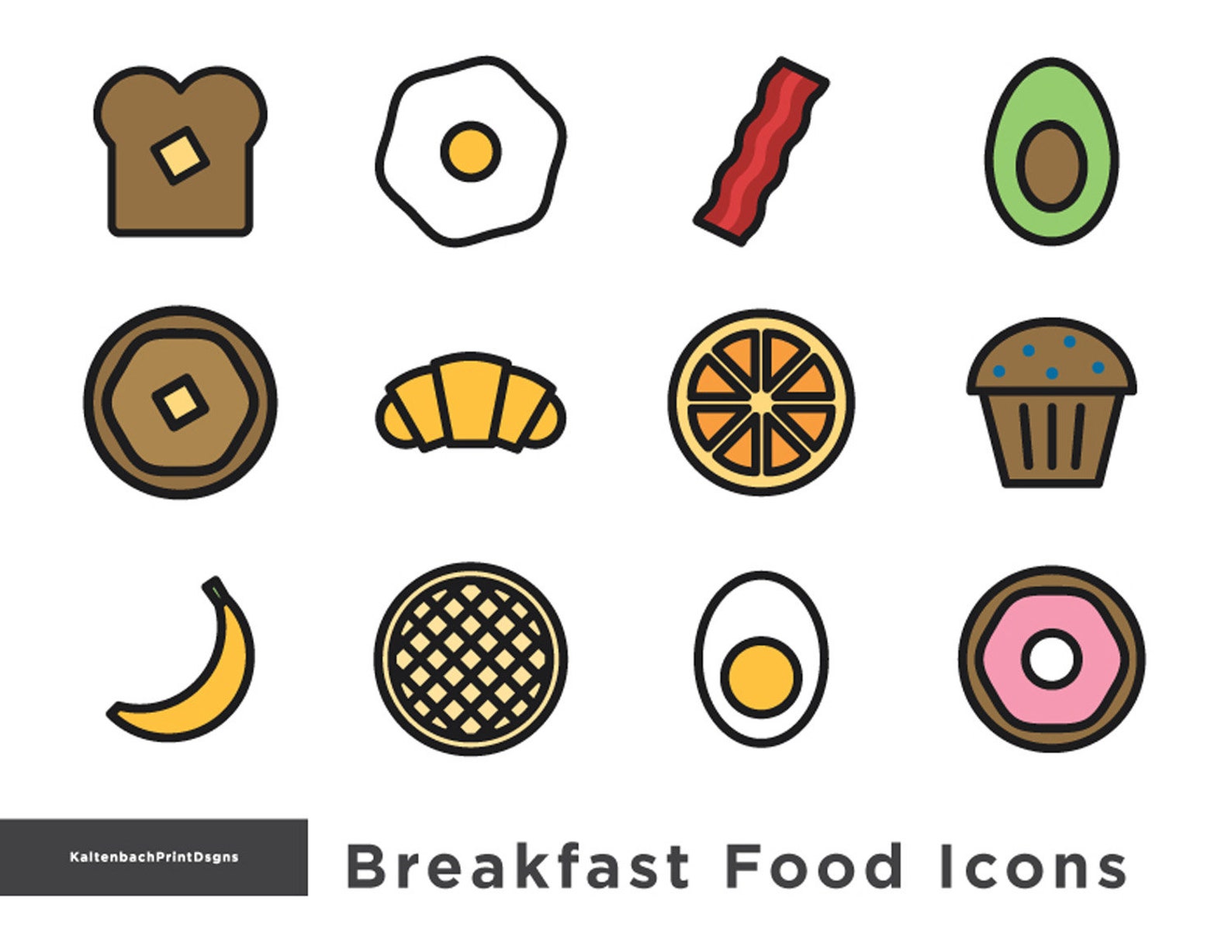 Frühstück Essen Icon Set Digitaler Download - Etsy.de