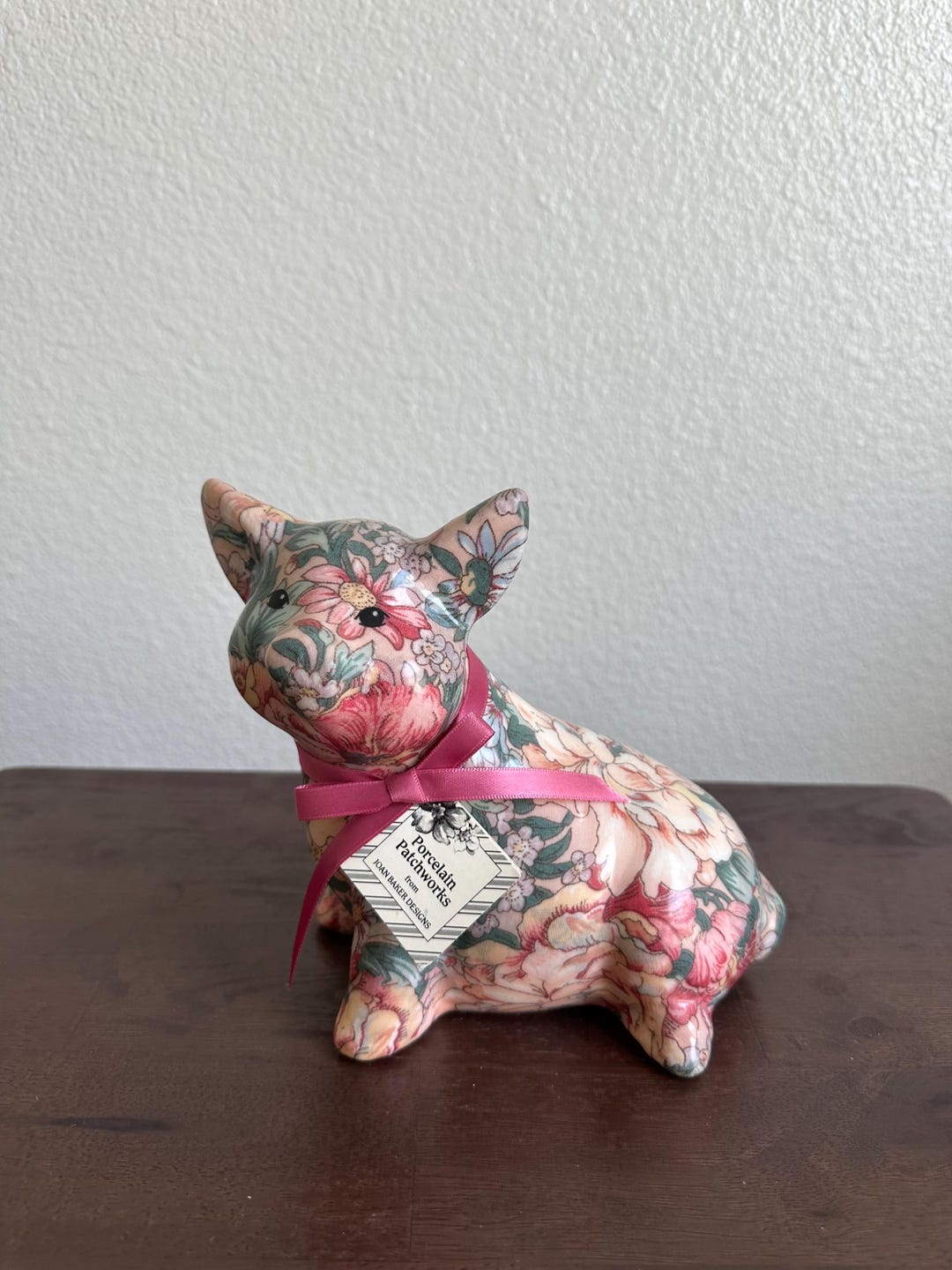 Joan Baker Designs Porcelain Patchworks Vintage Floral Pig Figurine NWT ...
