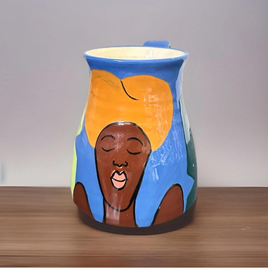 Zebi Designs Woman Vibrant Orange Hair &closed Eyes Unique Ceramic Mug ...