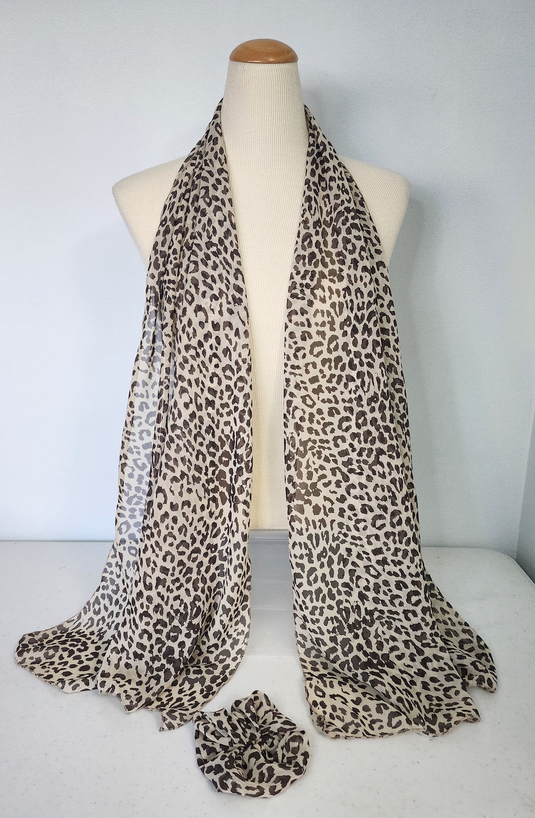 The Bell Scarf, Brown, Beige Animal Print Chiffon, Beautiful Drape - Etsy