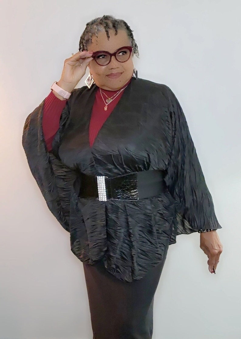 THATS-A-WRAP: Black Wavey Pleated Bodre. Very Soft, Beautiful Drape - Etsy