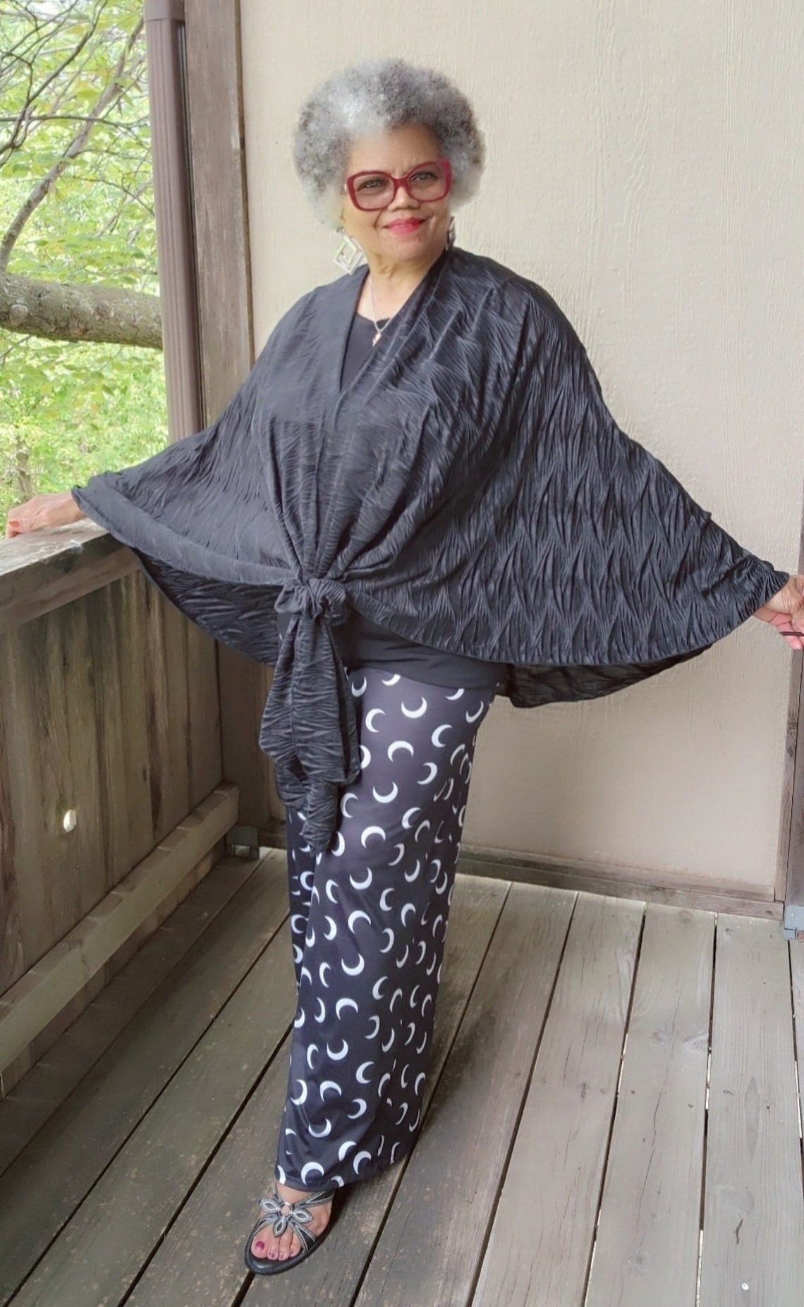 THATS-A-WRAP: Black Wavey Pleated Bodre. Very Soft, Beautiful Drape - Etsy