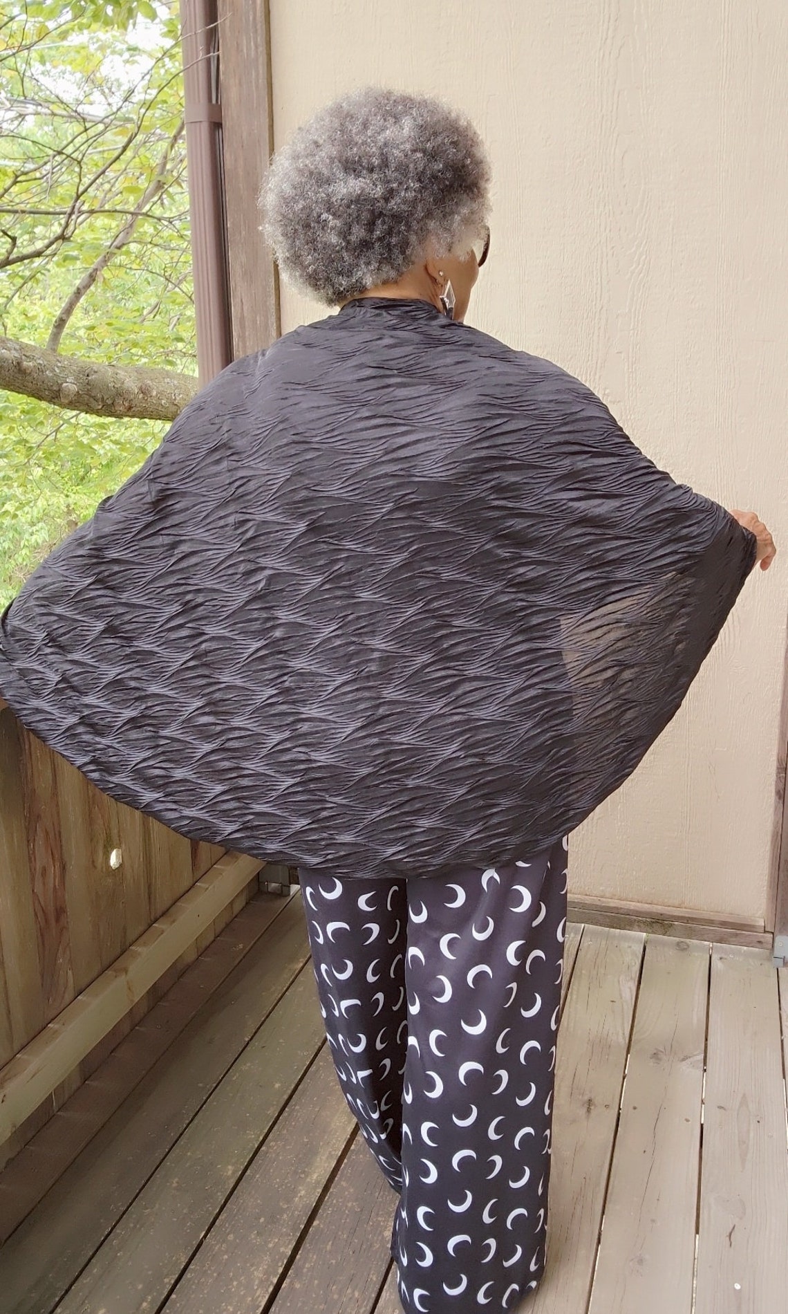 THATS-A-WRAP: Black Wavey Pleated Bodre. Very Soft, Beautiful Drape - Etsy