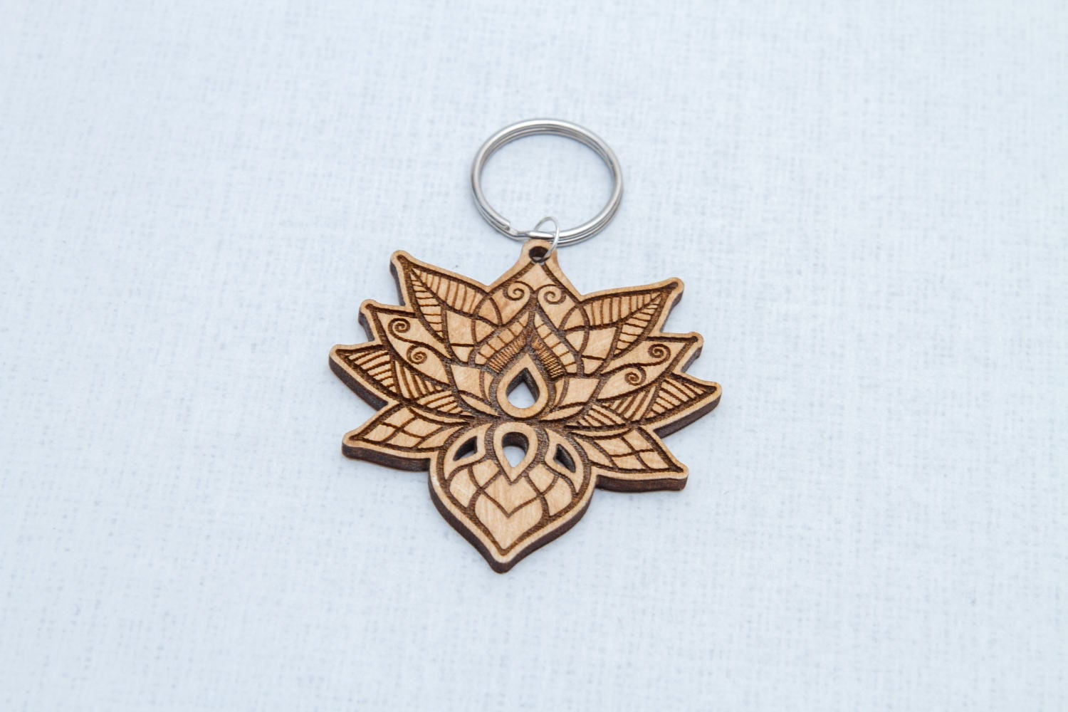 Laser Cut Wooden Keychain | Lotus Flower Keychain | Engraved Keychain ...
