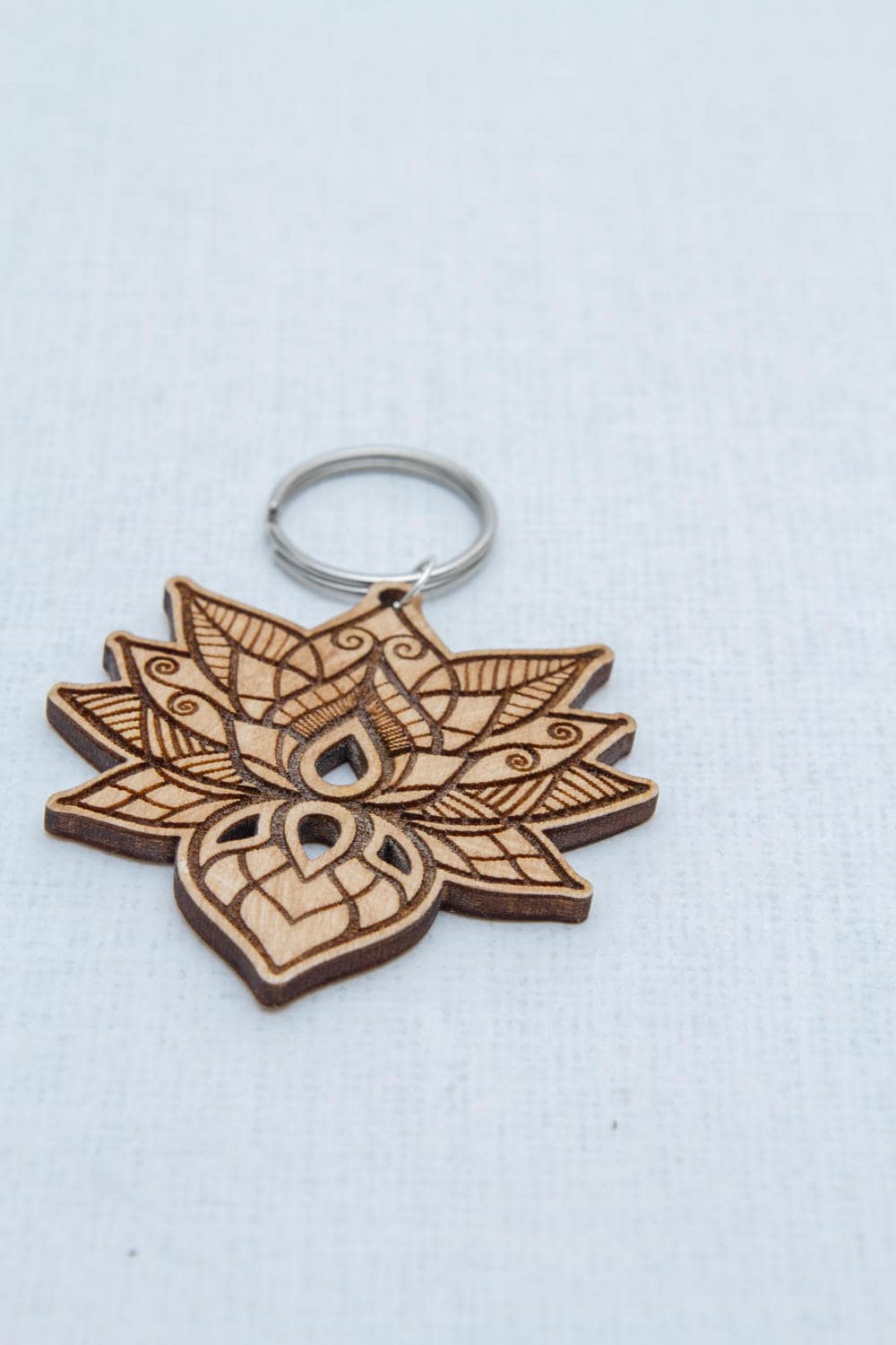 Laser Cut Wooden Keychain | Lotus Flower Keychain | Engraved Keychain ...