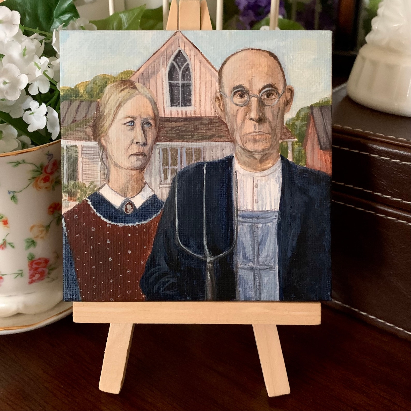 American Gothic Grant Wood 4 X 4 Miniature Canvas Acrylic Art by ...