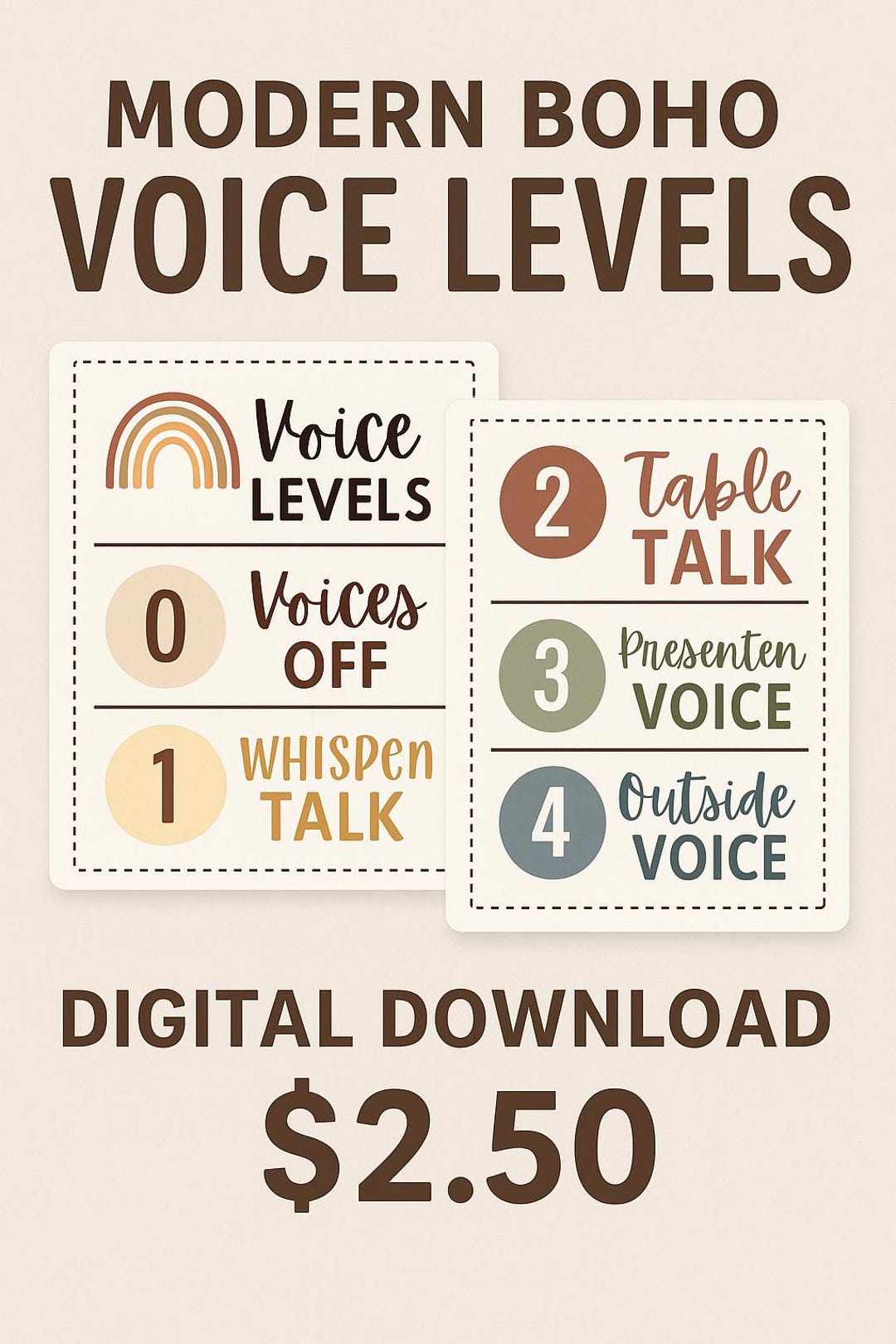 Modern Boho- Voice Levels - Etsy