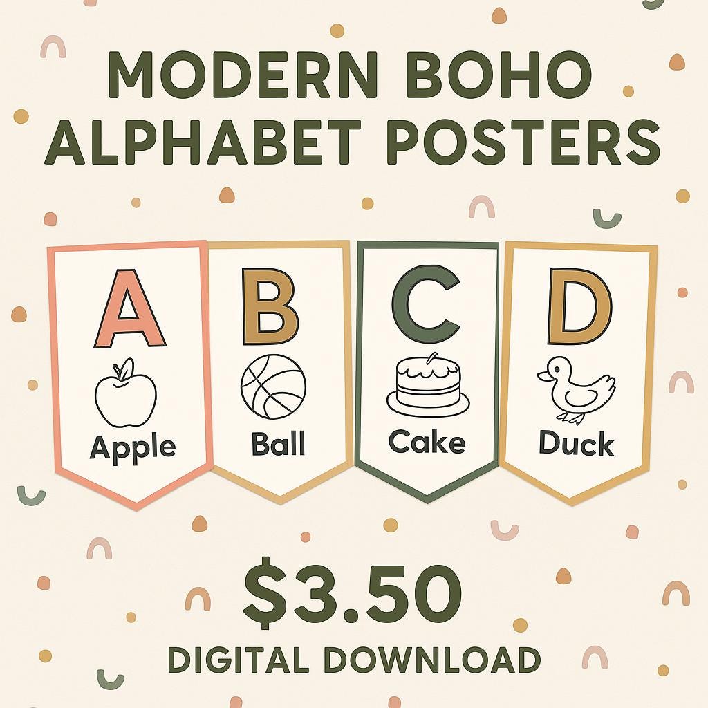 Modern Boho ABC Posters-classroom - Etsy