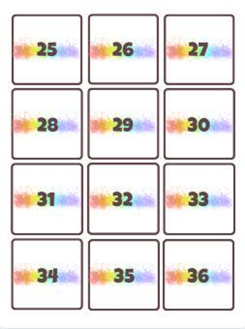 Colorful Rainbow Number Labels – Set of 1–36 | Bright Printable ...